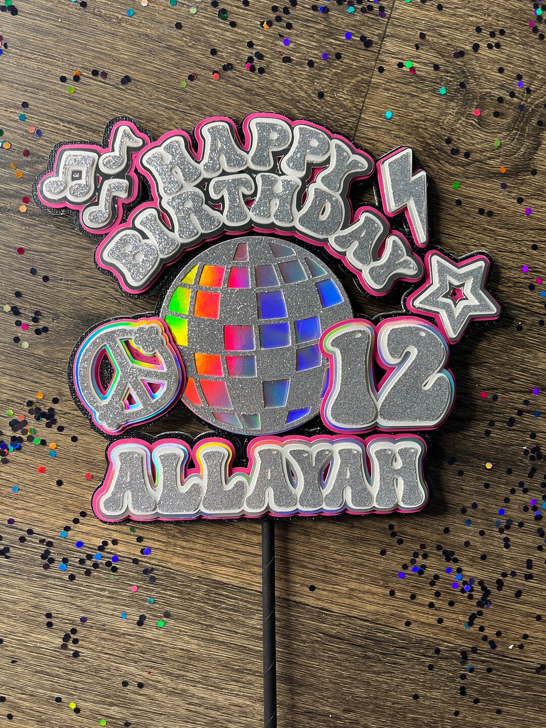 Disco Theme Birthday , Disco Cake Topper , Pink Disco Party Ideas ...