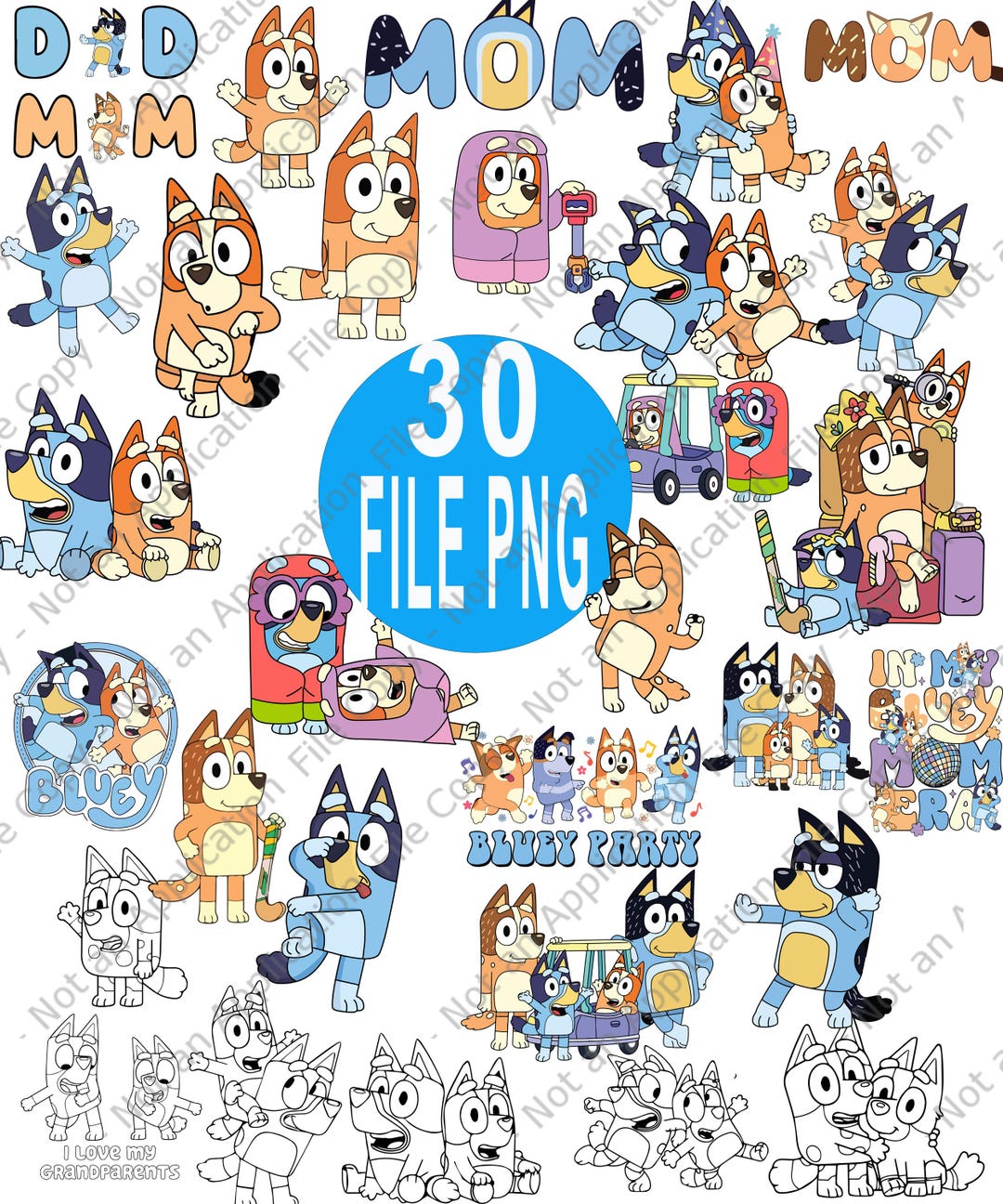 30 Png Designs Blue Dog Png Mega Bundle, Blue Dog Birthday Png ...