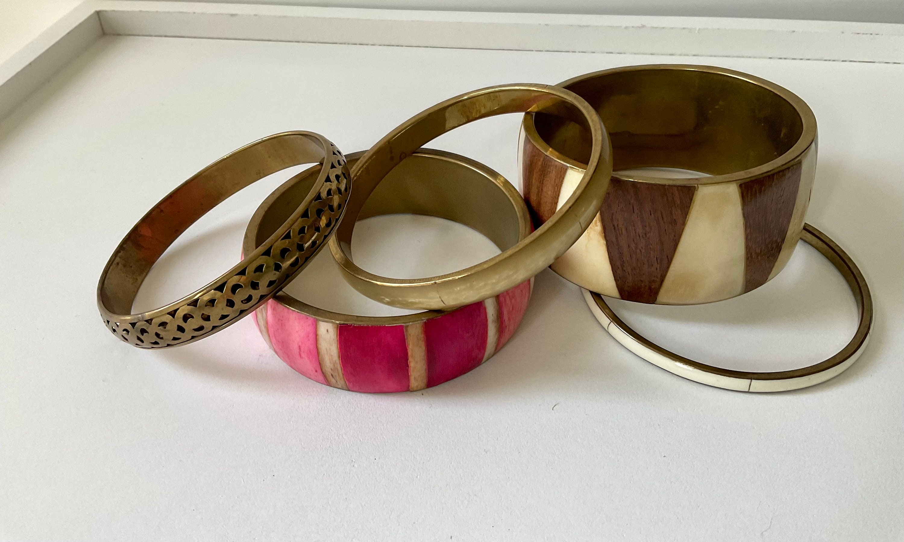Bangles Stunning Bone Wood Brass Stacking Bangle Matched Collection - Etsy