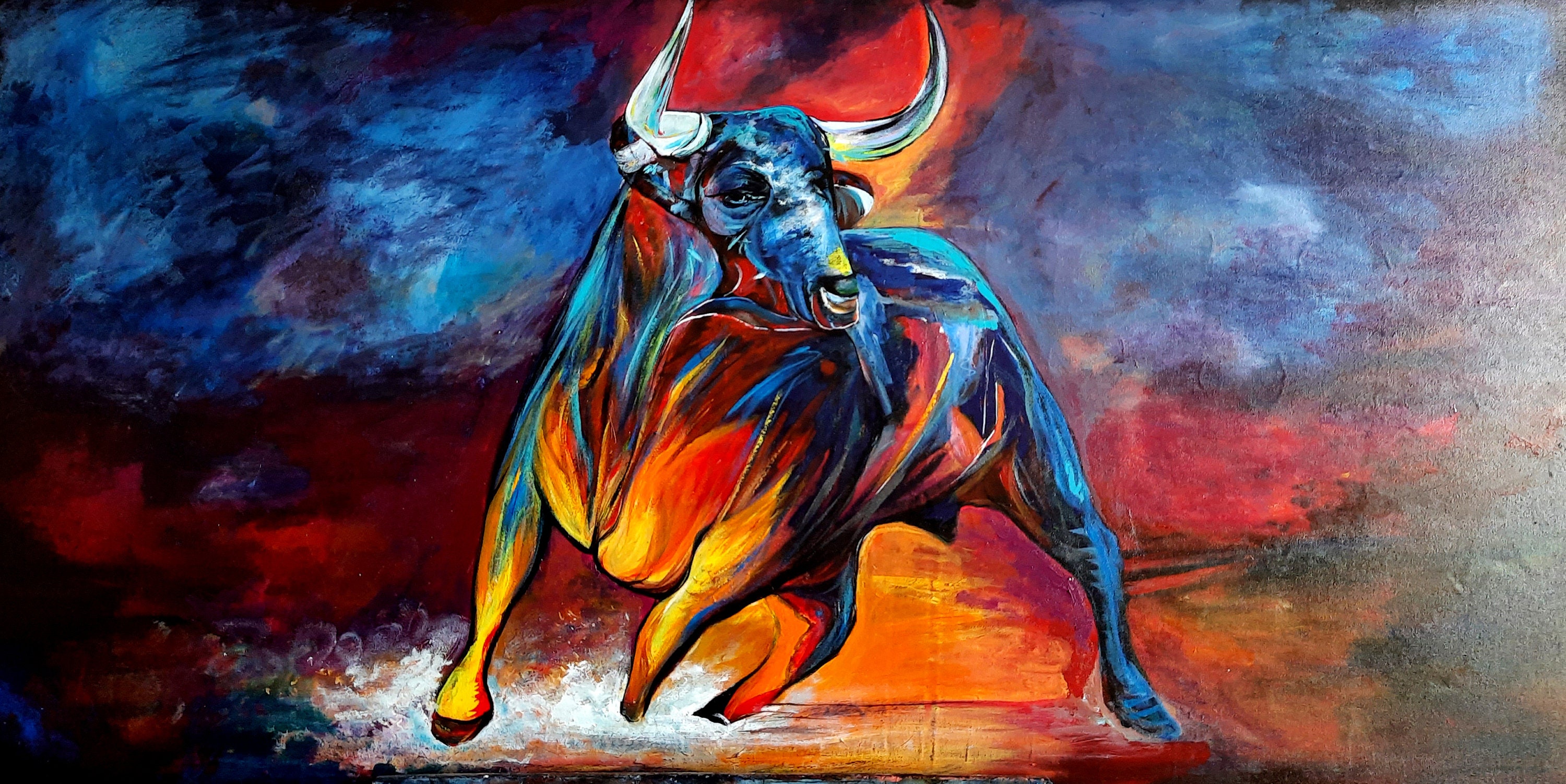 Abstract Bull Painting