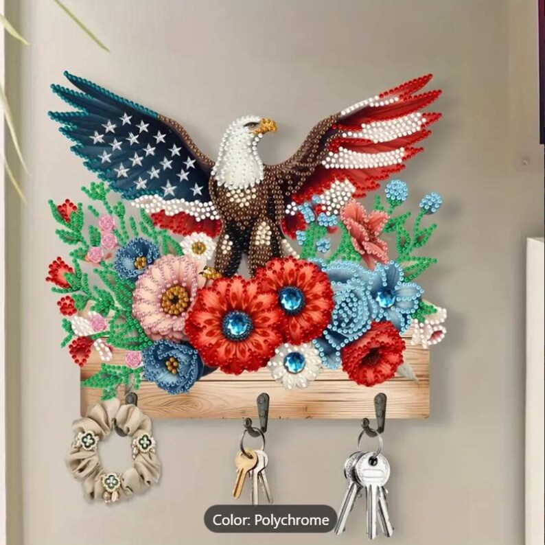 DIY Eagle Diamond Painting Kit-patriotic Wall Key Holder or Finished ...
