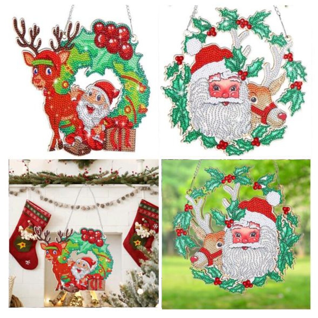 DIY 5D Christmas Diamond Painting Kit-wreath,santa,reindeer or Finished ...