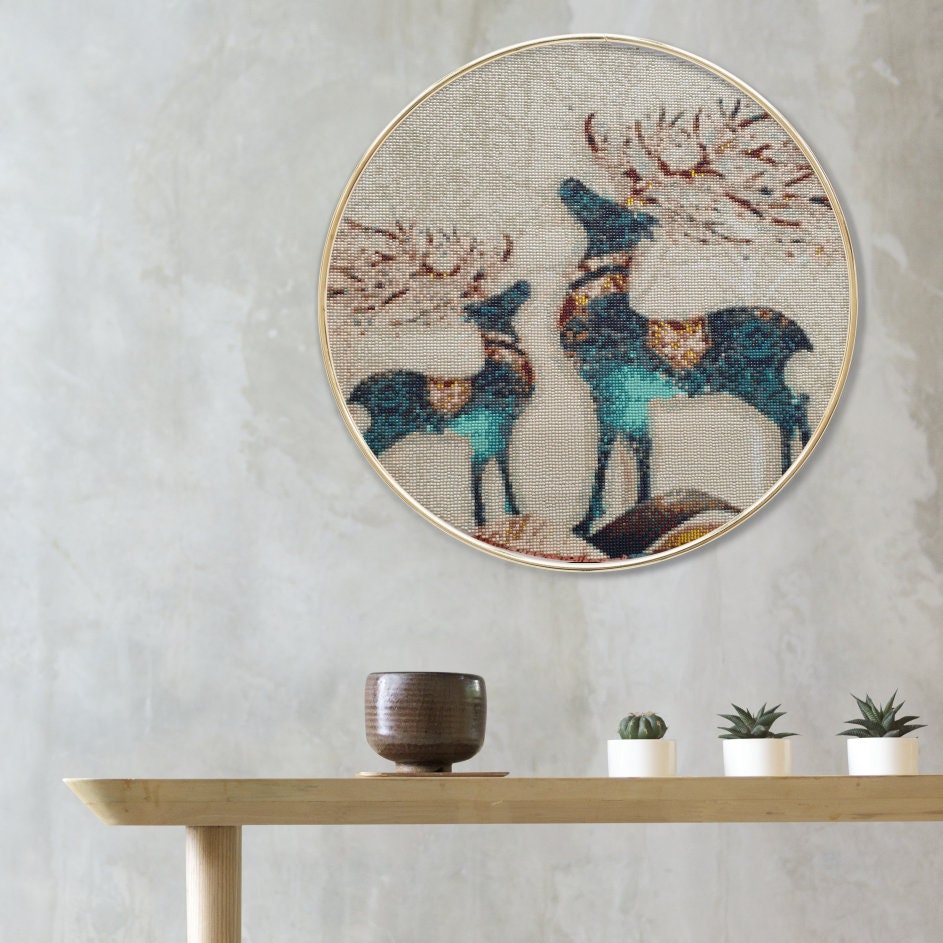 19" Finished Sparkly Diamond Painting.magical Christmas Deer’s-emerald ...