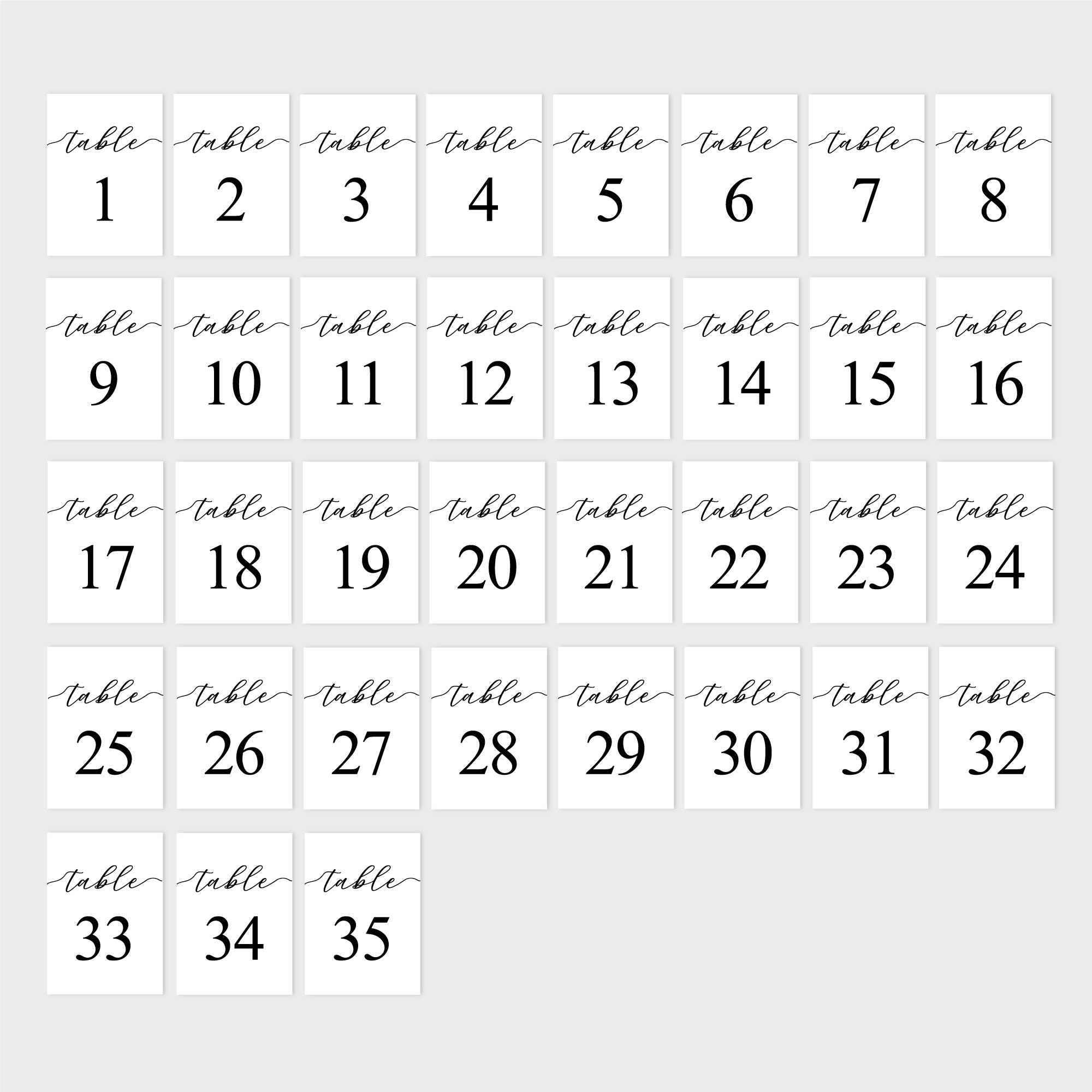 Wedding, #1-35 Table Numbers, Print, Decoration, Digital Download ...