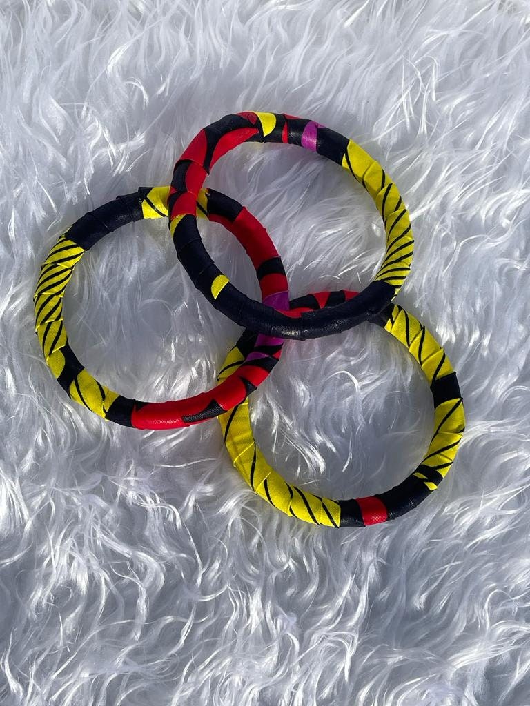 Ankara Wrap Bracelet, African Print Fabric Bracelet, Colorful Bangles ...