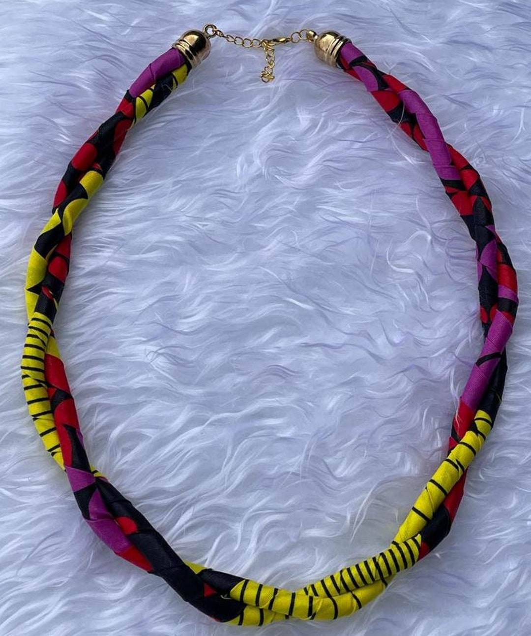 Ankara Fabric Twisted Necklace, African Rope Necklace, Handmade ...