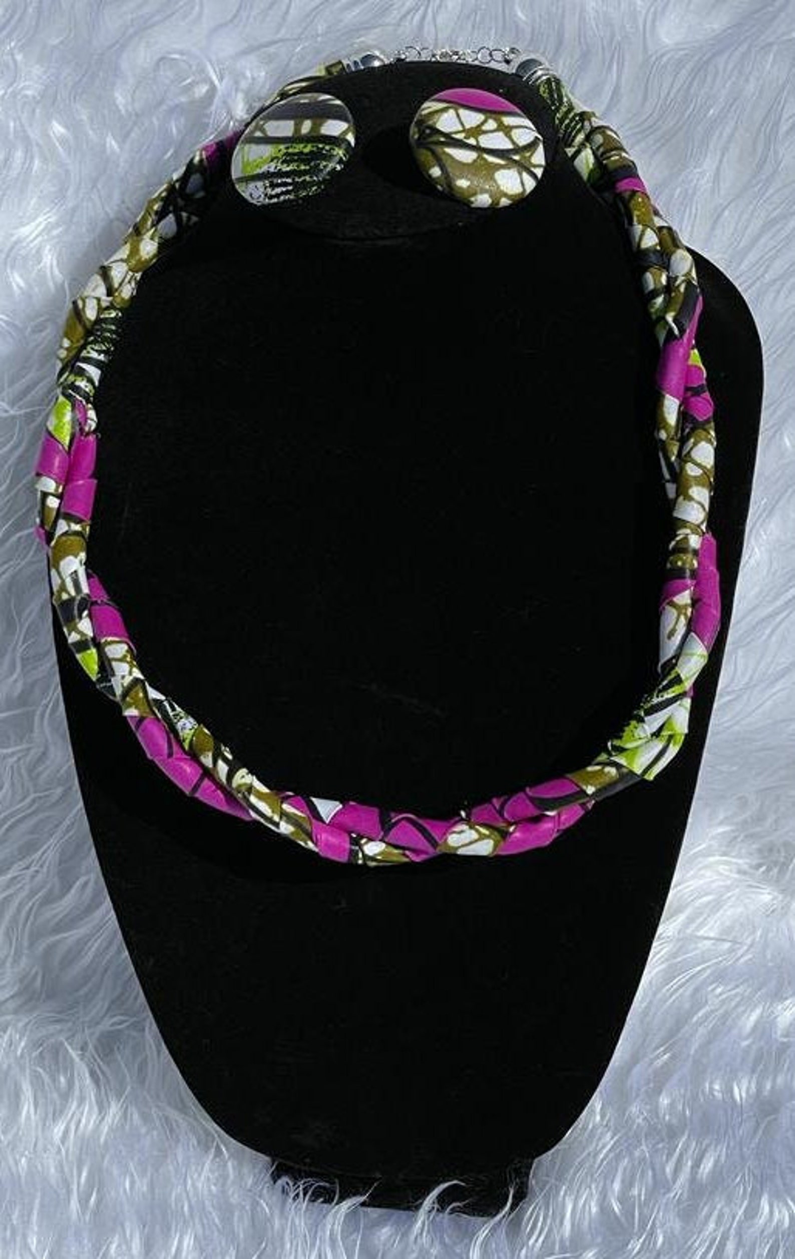 Ankara Fabric Twisted Necklace, African Rope Necklace, Handmade ...
