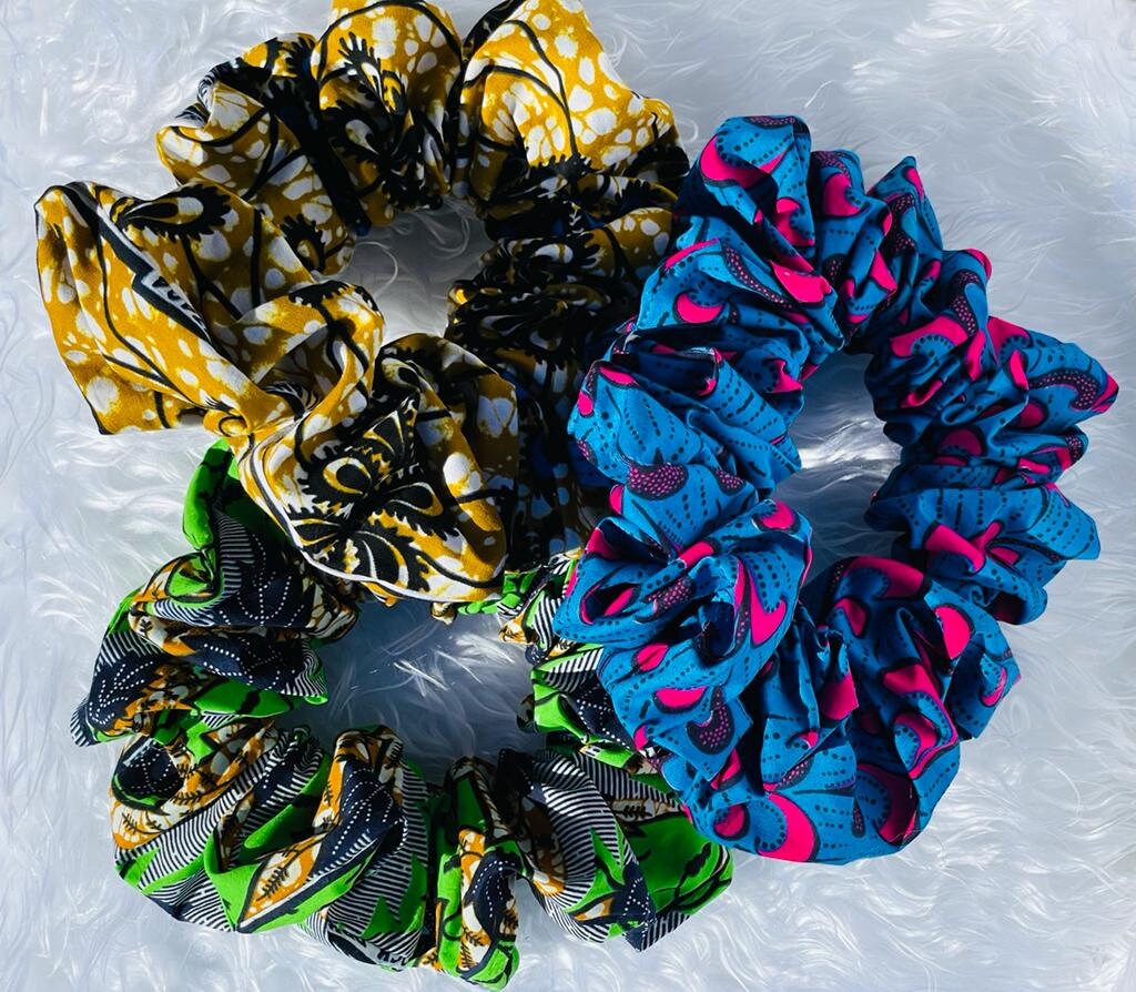 Ankara Fabric Scrunchies for Hair, African Print Women Scrunchies ...