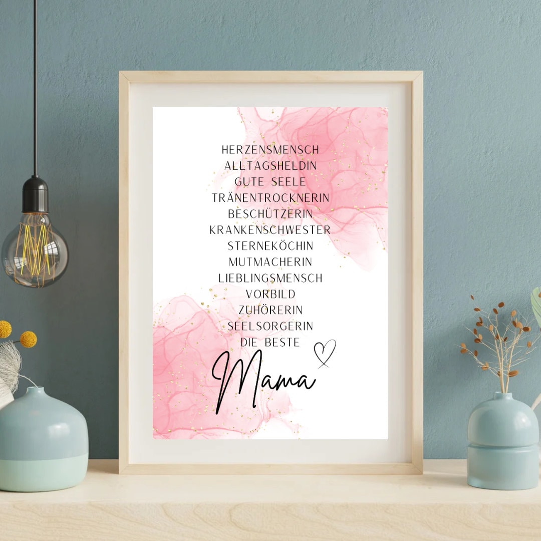 Digital Poster "mom" With Pink Background - Poster With Qualities of ...
