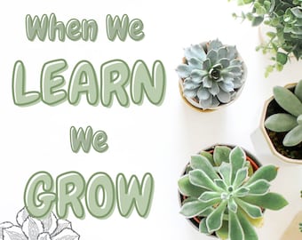 Learn Grow Poster - Etsy