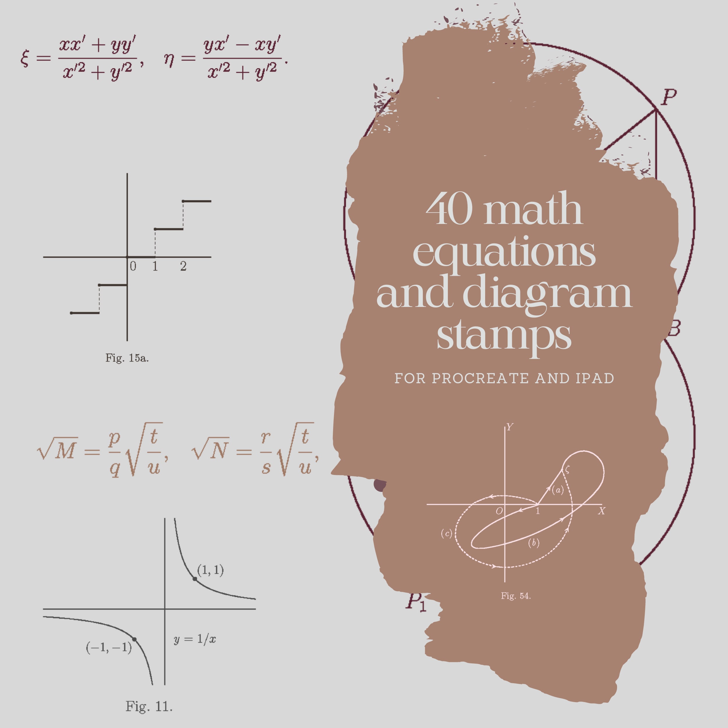 40 Math Equation and Diagram Stamps for Procreate and iPad | Digital ...