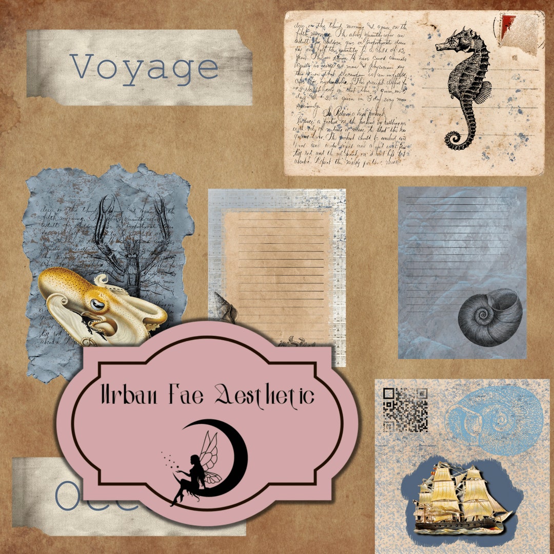 20 Grungy Vintage Ocean Ephemera for Scrapbooks and Junk Journals ...