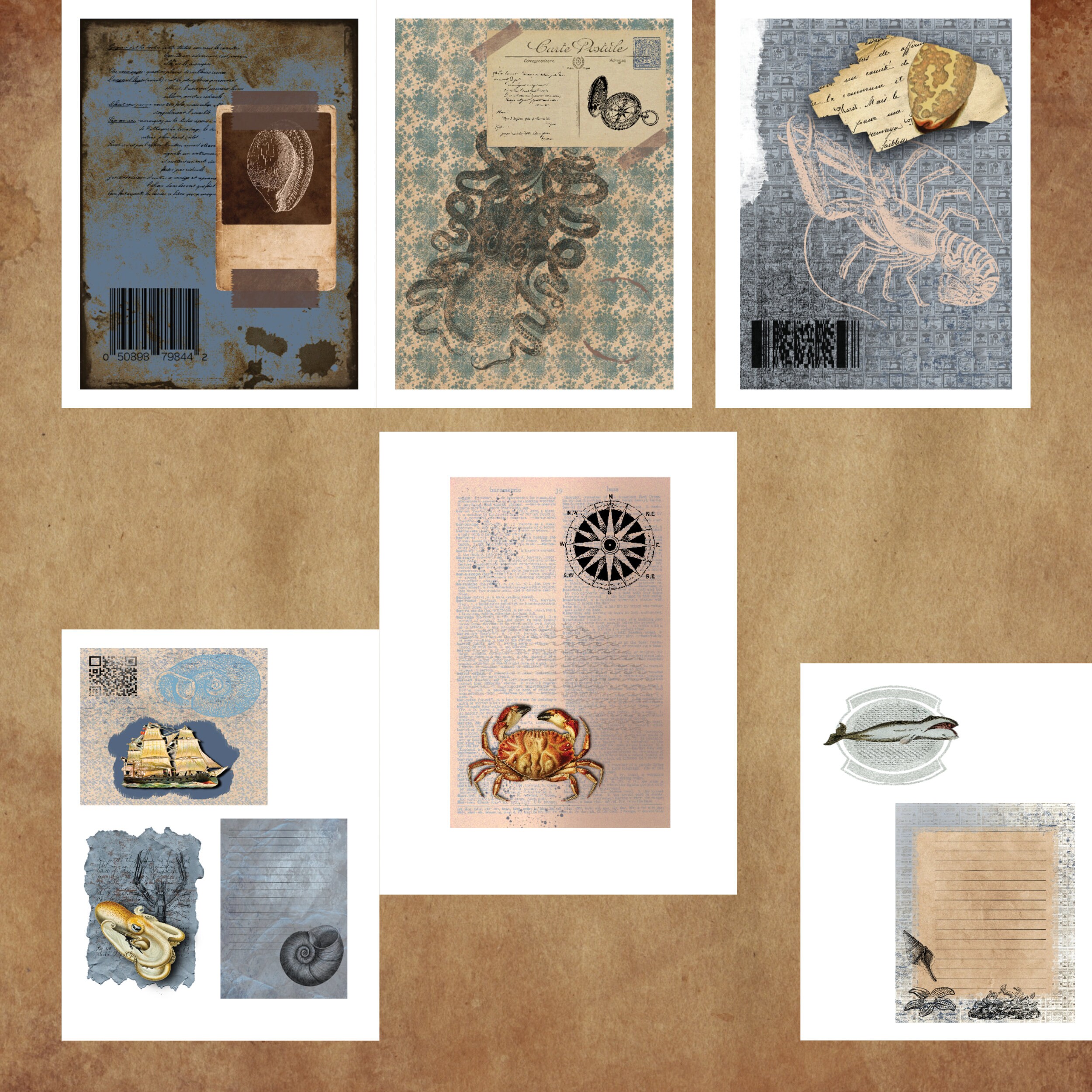 20 Grungy Vintage Ocean Ephemera for Scrapbooks and Junk Journals ...
