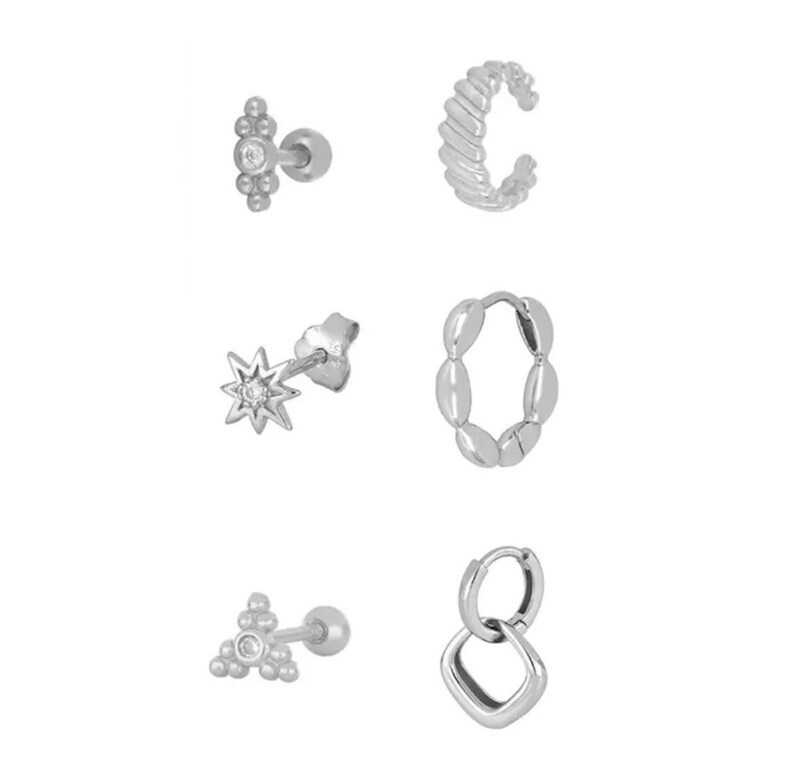 Pair Gold Plated Ear Stack Set Earring Set Minimalist Earring Ear Cuff ...