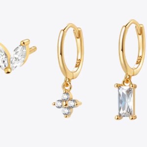 Gold Plated Ear Stack | White Diamond Earring Set | Pack of Earrings ...