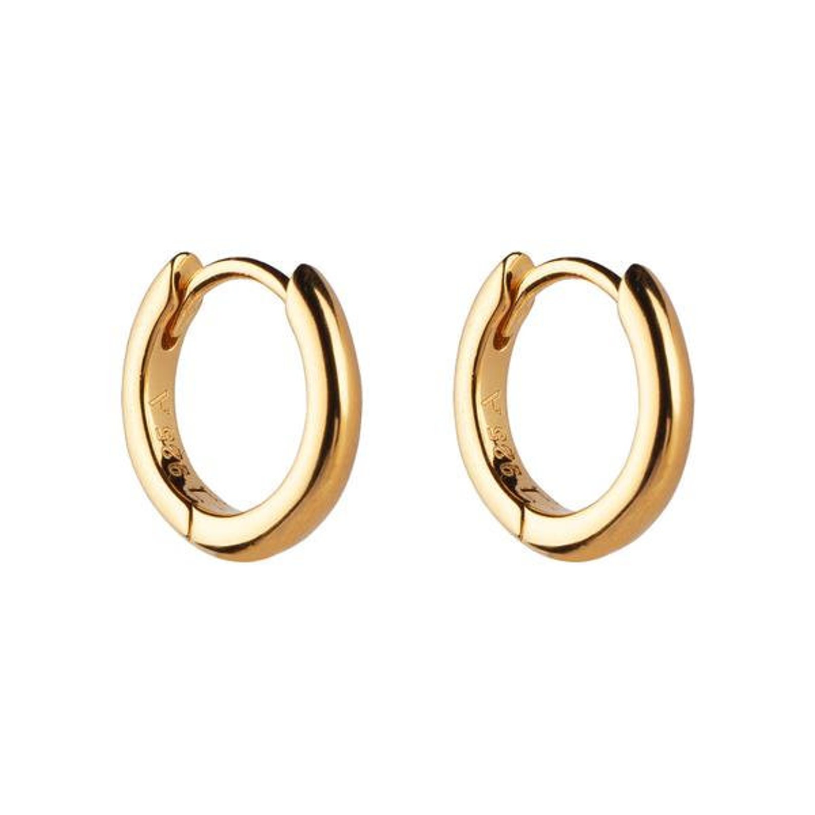 9mm Gold Plated Hoops, Gold Hoops, Huggie Hoop Earring, Hoop Earrings ...