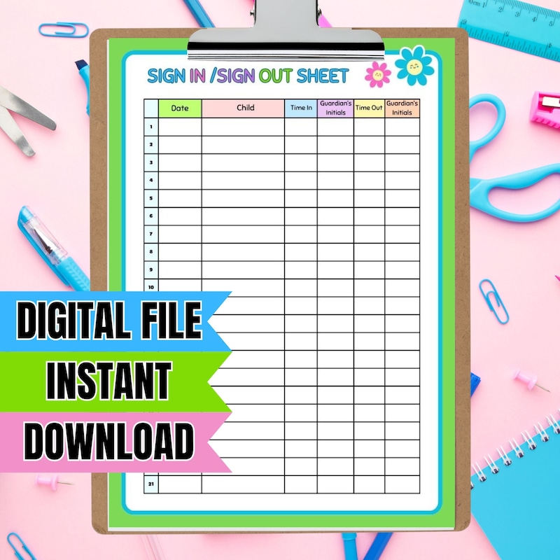Parent Sign Out Sheet - Etsy