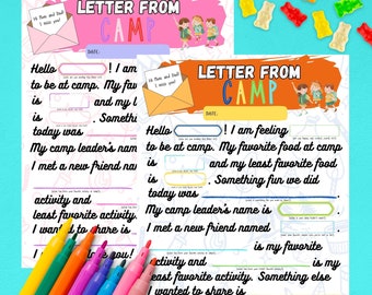 Letter From Camp for Kids to Send to Parents Gift to Kids Going to ...
