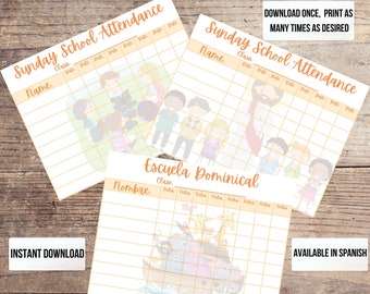 Sunday School Attendance Sheet, Attendance Chart, Sunday School ...