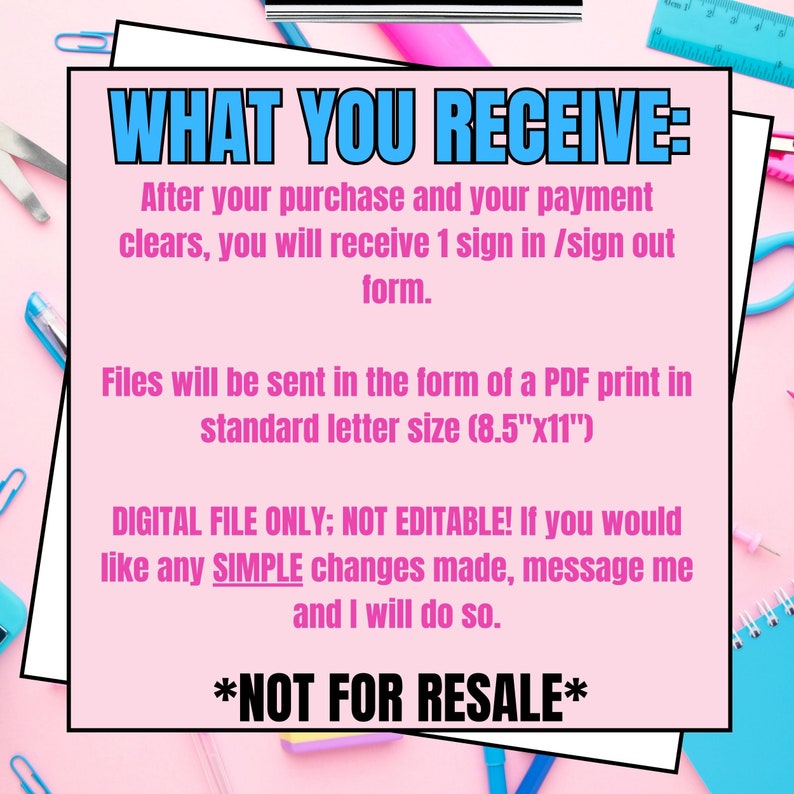 Daycare Sign in Sign Out Sheet for Children Attendance Form Time in ...