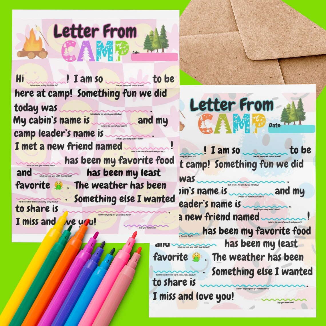 Letter From Camp for Kids to Send to Parents Gift to Kids Going to Summer Camp Letter Template ...