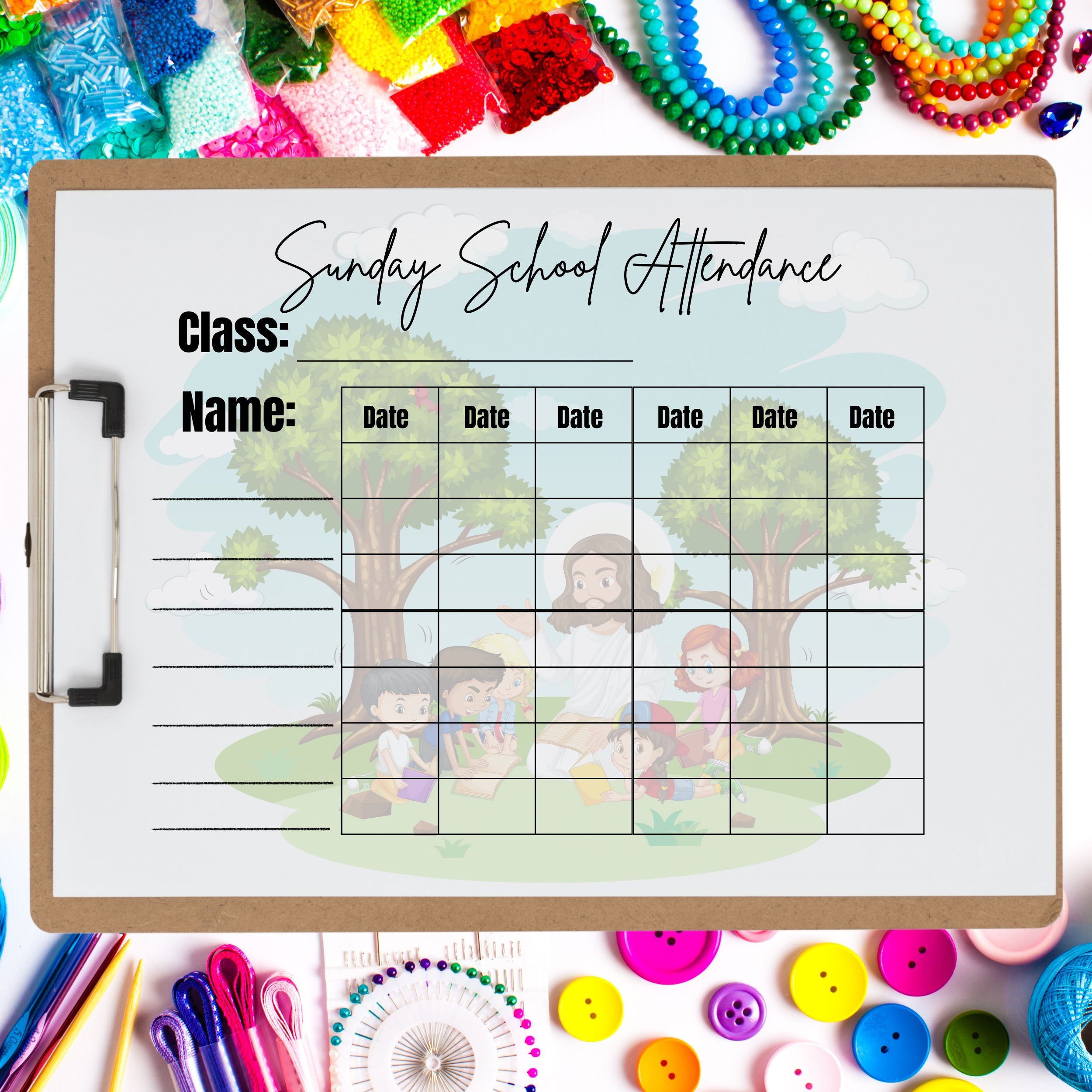 Sunday School Attendance Sheet for Childrens Church Attendance Tracker ...