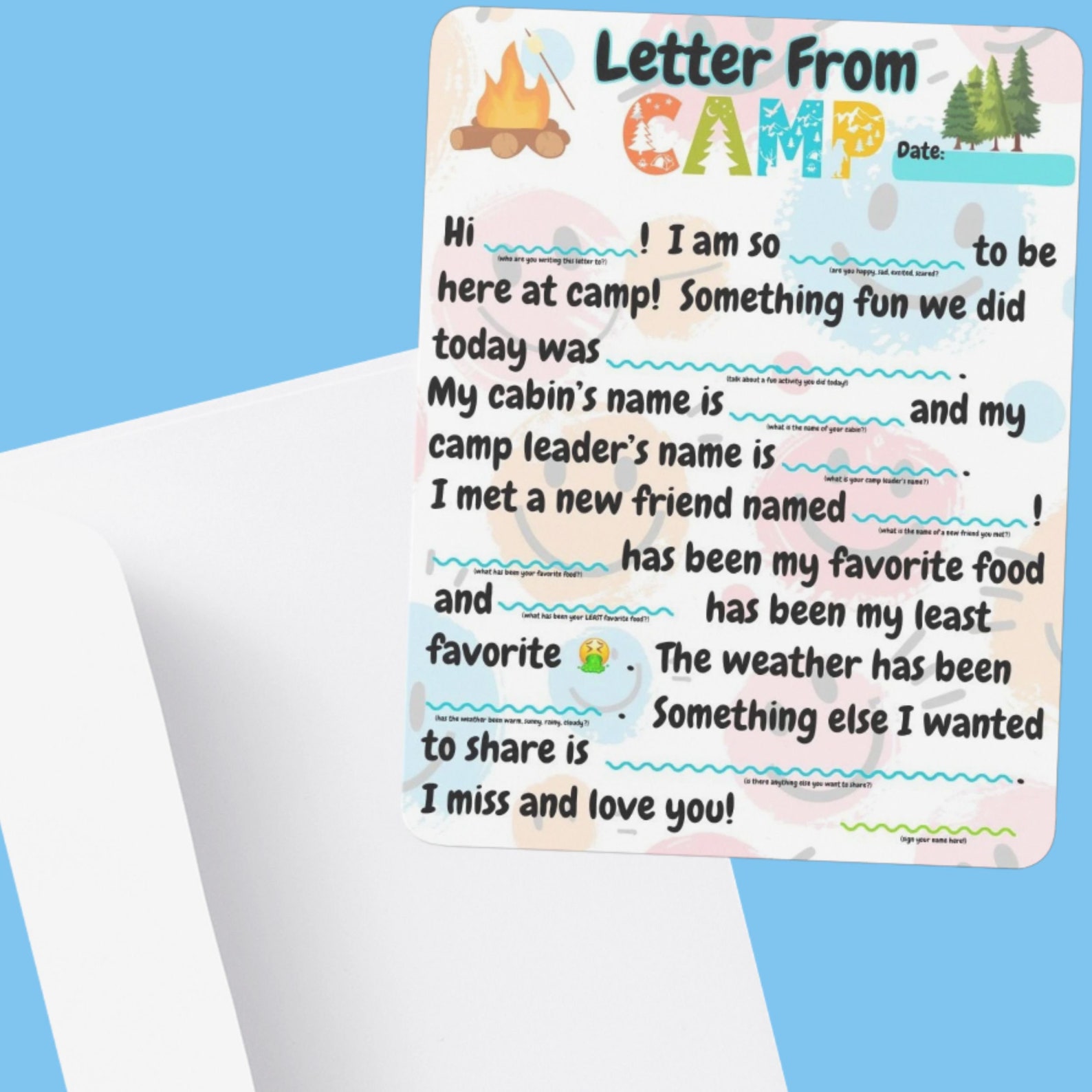 Letter From Camp for Kids to Send to Parents Gift to Kids Going to ...