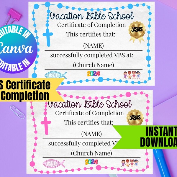 Bible Certificates for Kids - Etsy