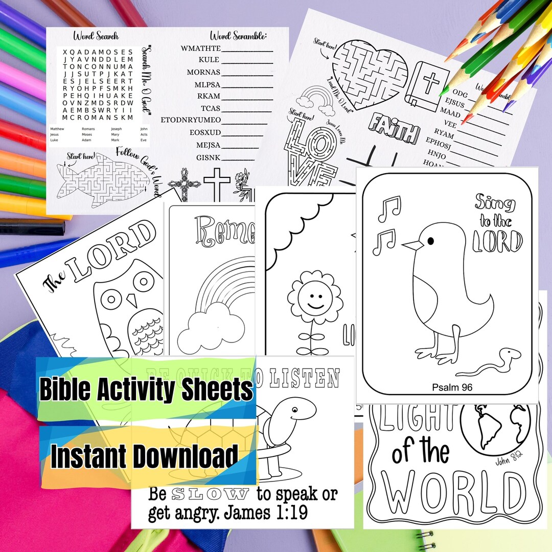 VBS Activities Sunday School Activity Pages for Church Bible Coloring ...
