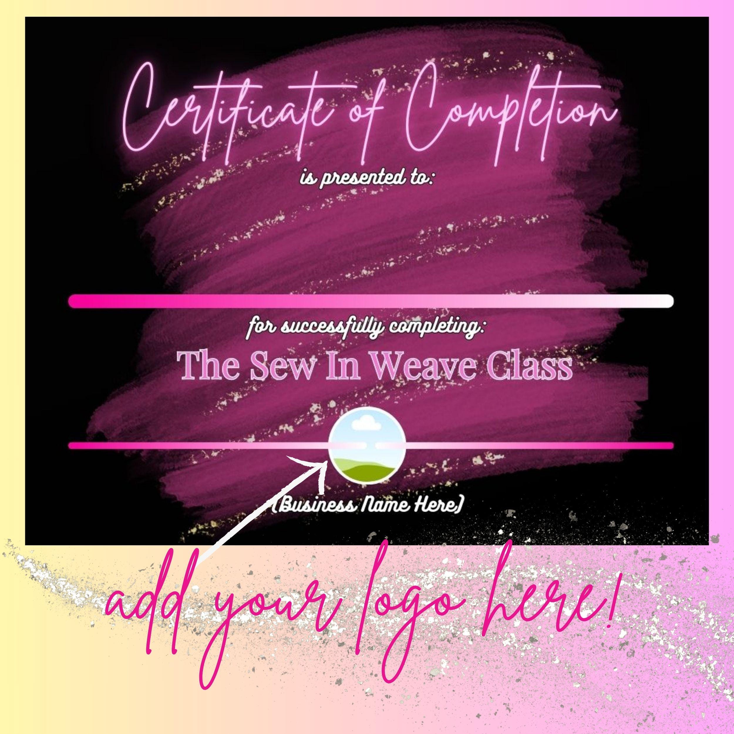 Certificate of Completion for Hair Courses Cert for Students Make up ...