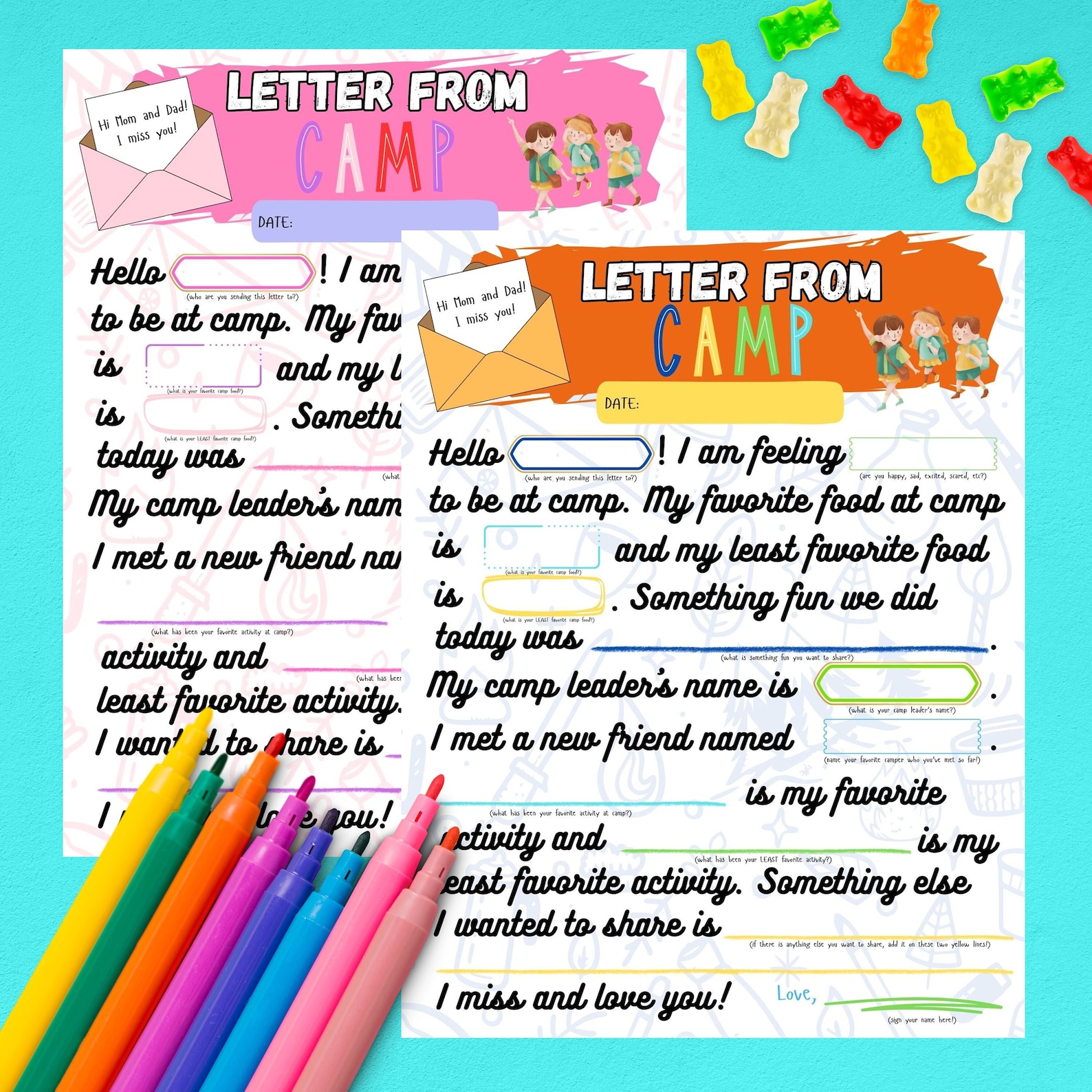 Letter From Camp for Kids to Send to Parents Gift to Kids Going to ...