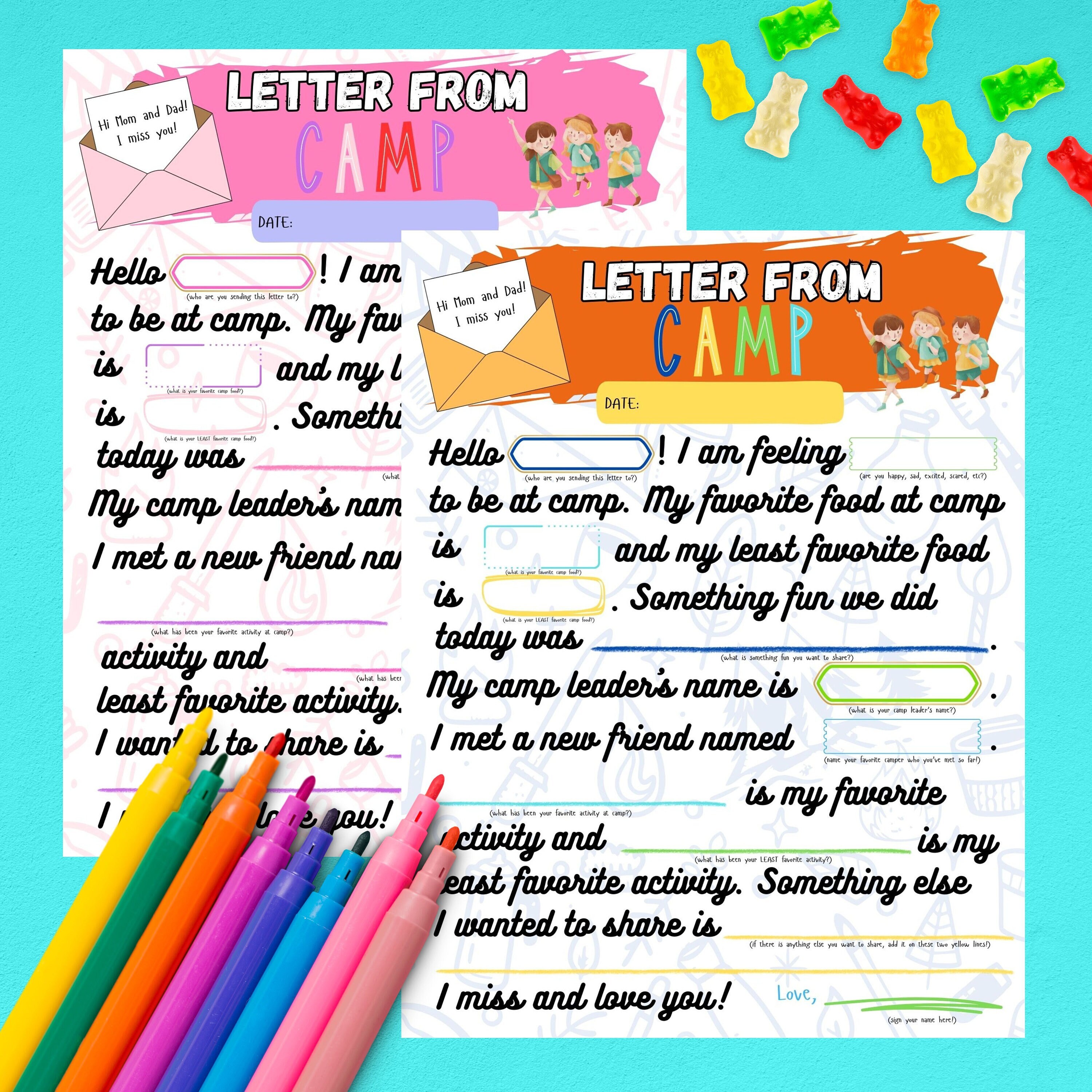 Letter From Camp for Kids to Send to Parents Gift to Kids Going to ...