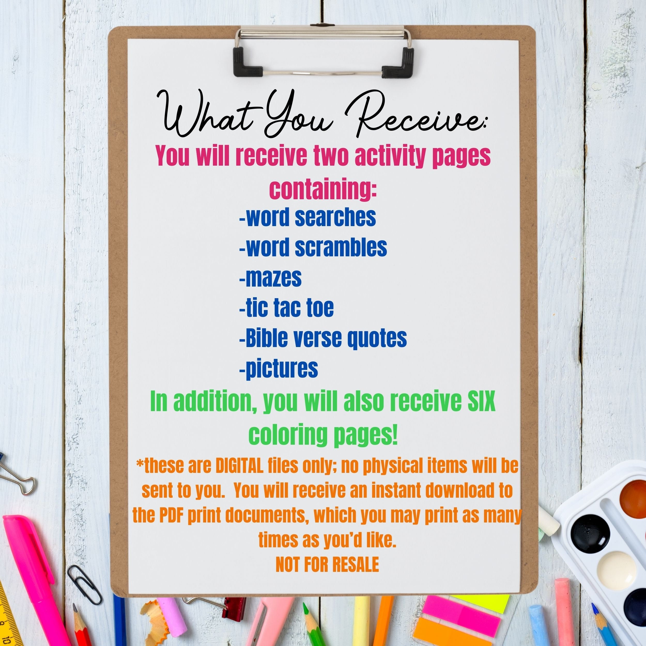 VBS Activities Sunday School Activity Pages for Church Bible Coloring ...