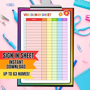 Vacation Bible School Attendance Sheet for VBS Student Tracker for ...