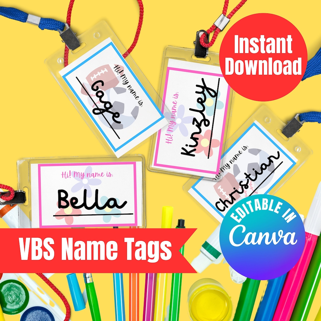Vacation Bible School Name Tags for VBS Name Tags for Vacation Bible ...