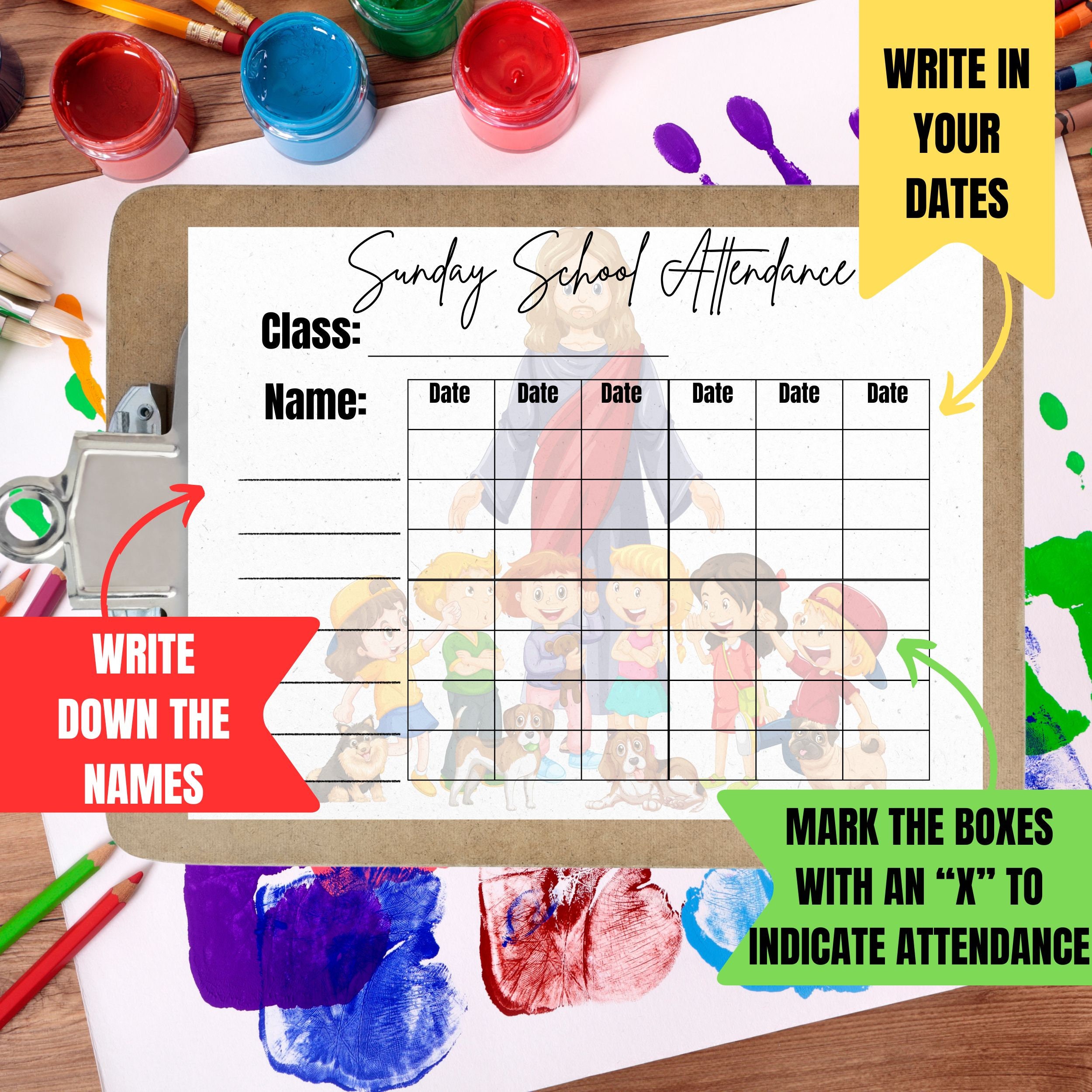 Sunday School Attendance Sheet for Childrens Church Attendance Tracker ...