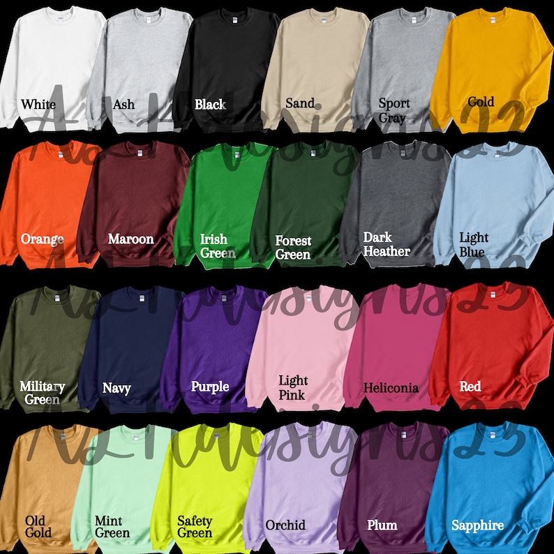 G180 Color Chart, Gildan 18000, Gilden, Forrest Green, Colors - Etsy