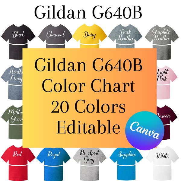 Gildan G640 Color Chart - Etsy