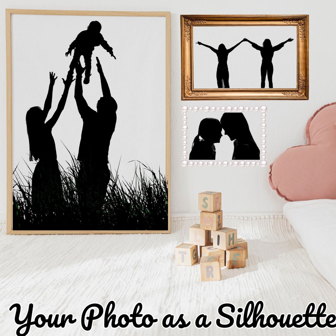 Custom Silhouette Portrait, Silhouette From Photo, Silhouette Family ...