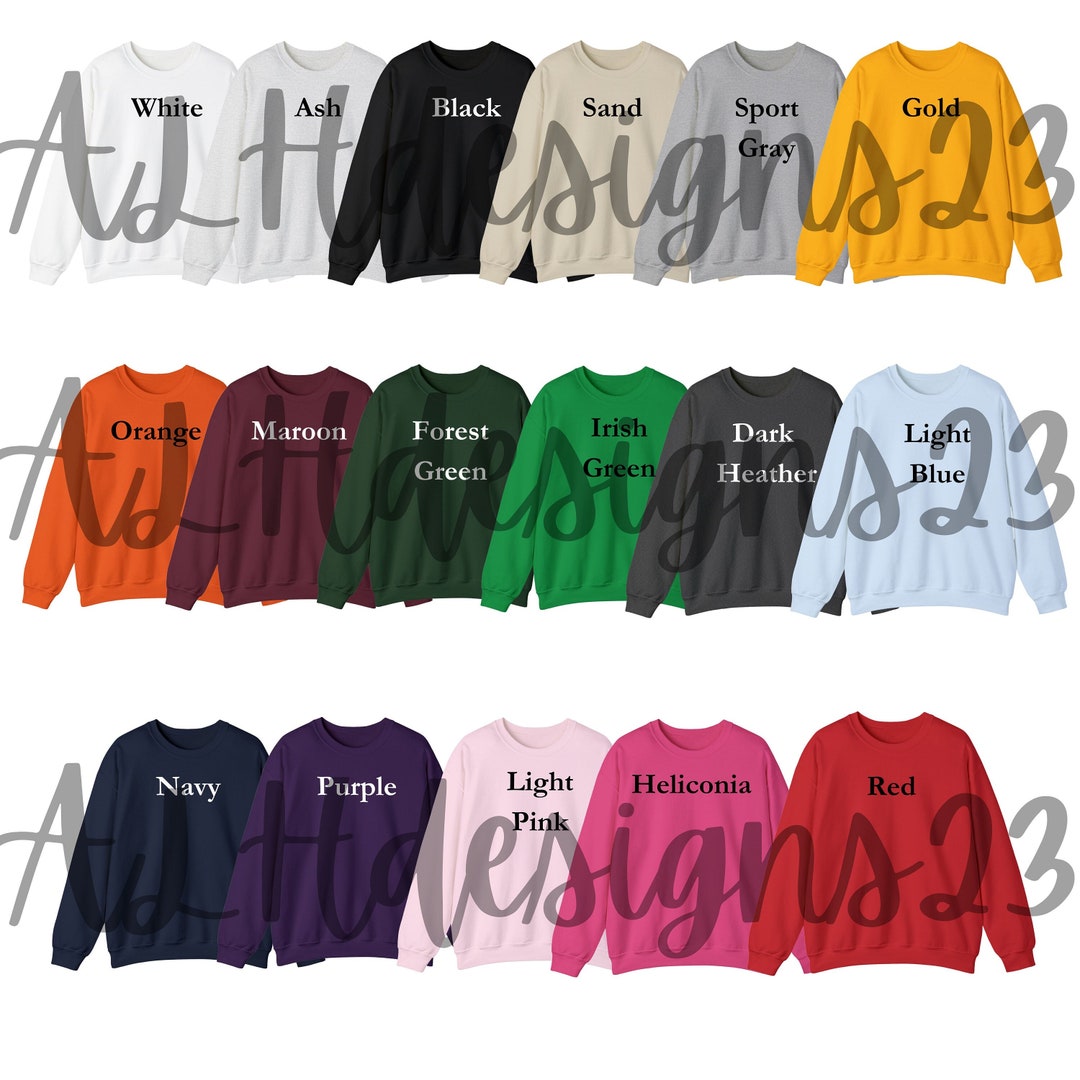 G180 Color Chart, Gildan 18000, Gilden - Etsy