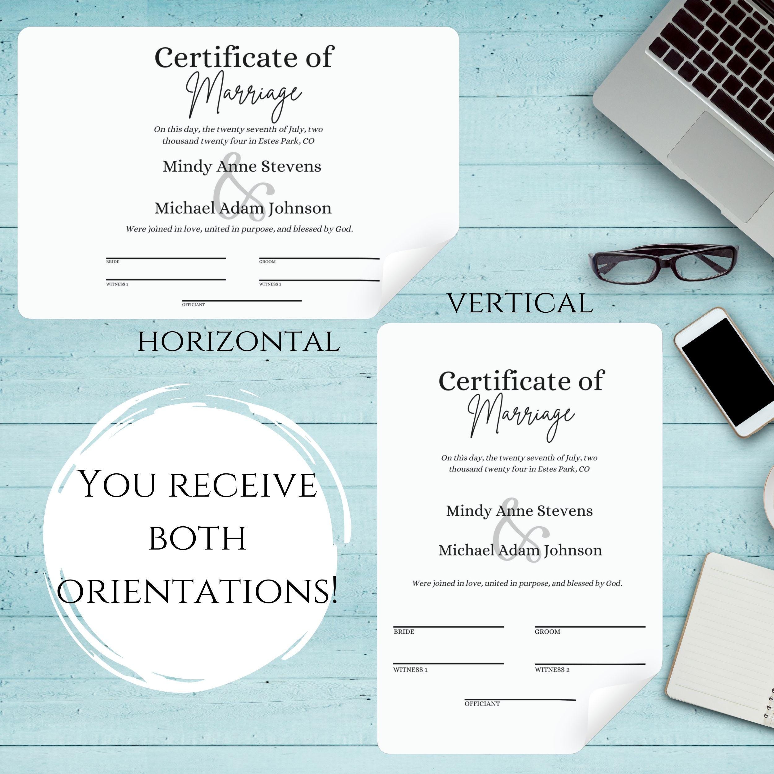 Marriage Certificate Editable Printable Wedding Certs Minimalist ...