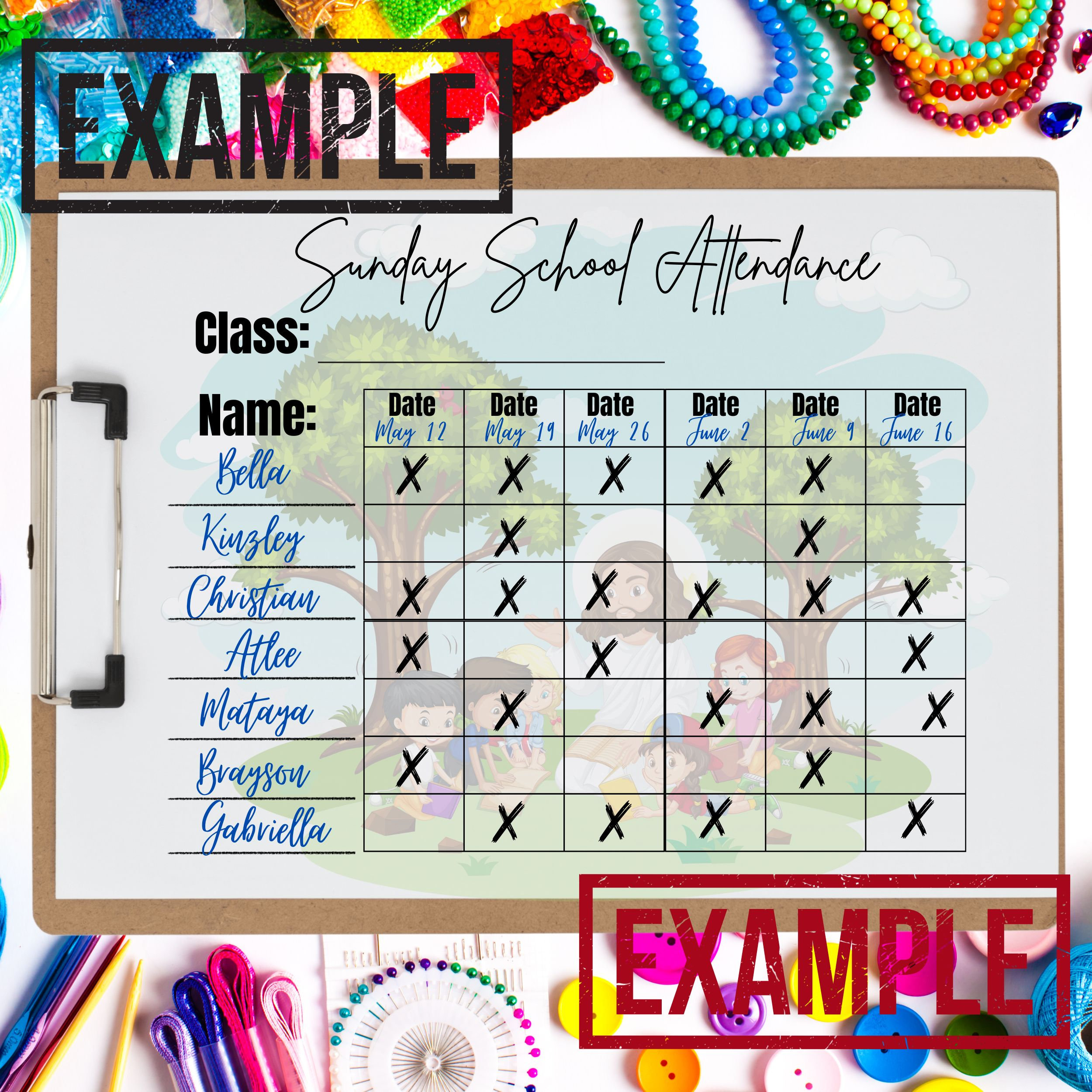 Sunday School Attendance Sheet for Childrens Church Attendance Tracker ...