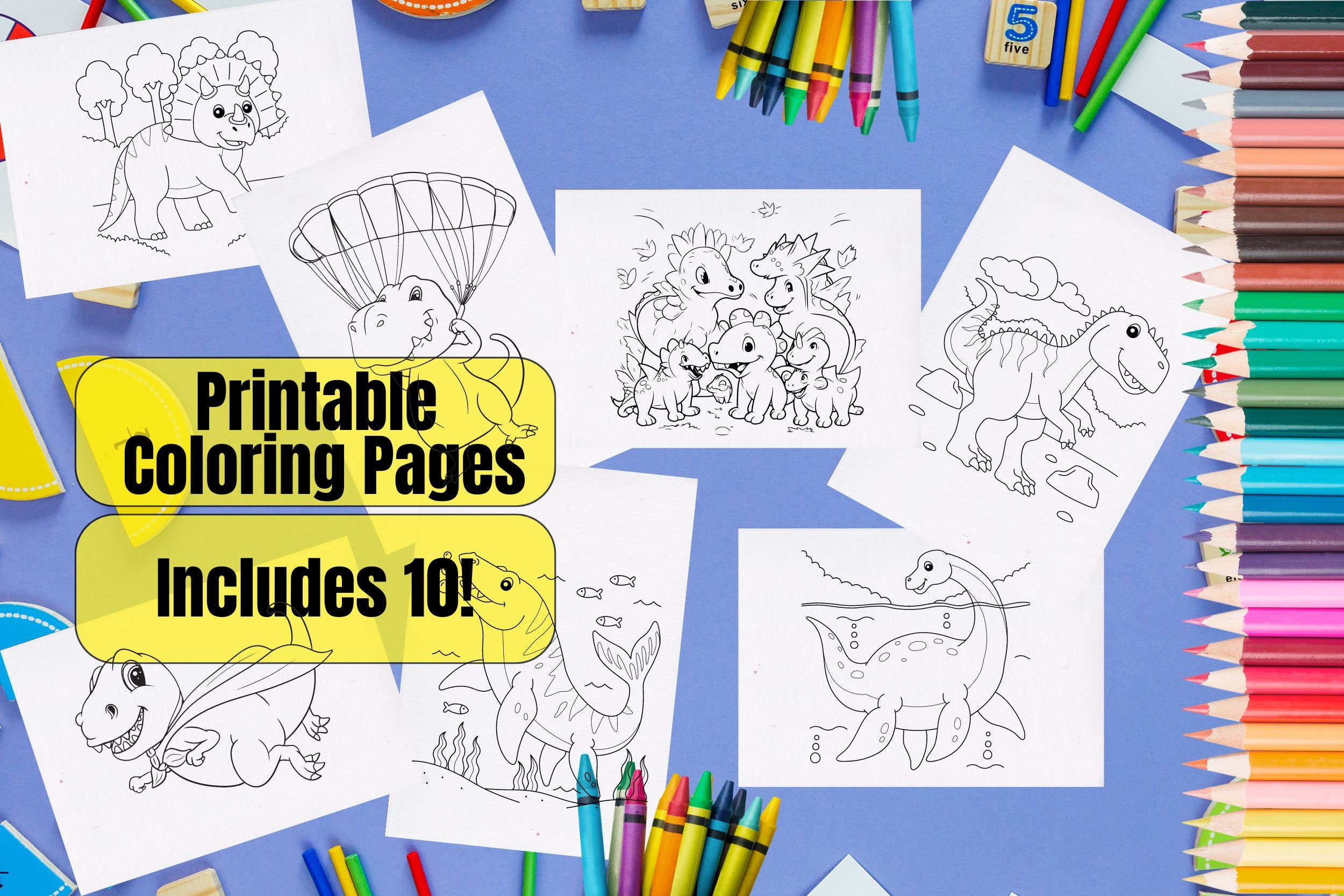 Dinosaur Coloring Pages for Kids Summertime Activities for Children ...