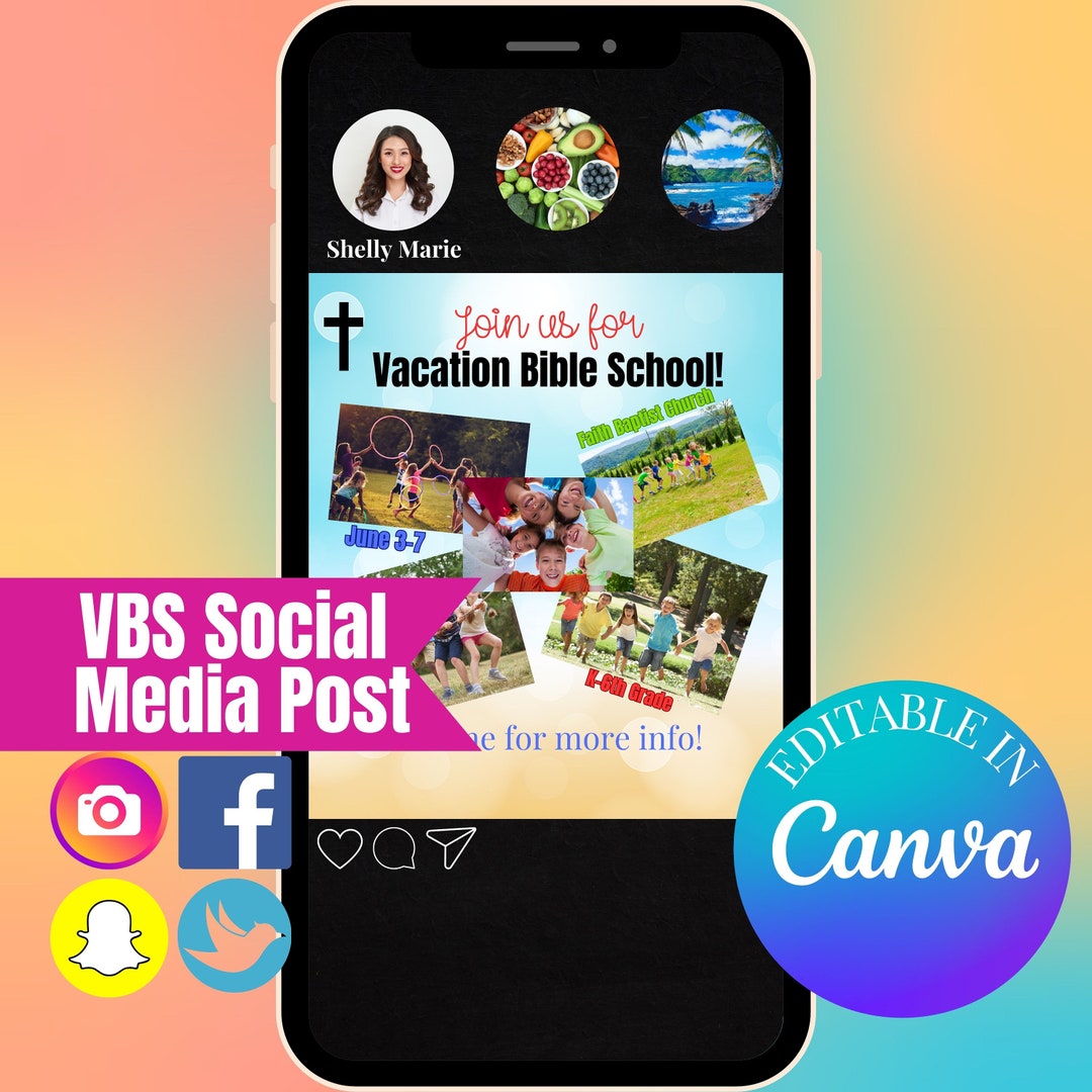 VBS Announcement for Instagram Vacation Bible School Promo Facebook VBS ...