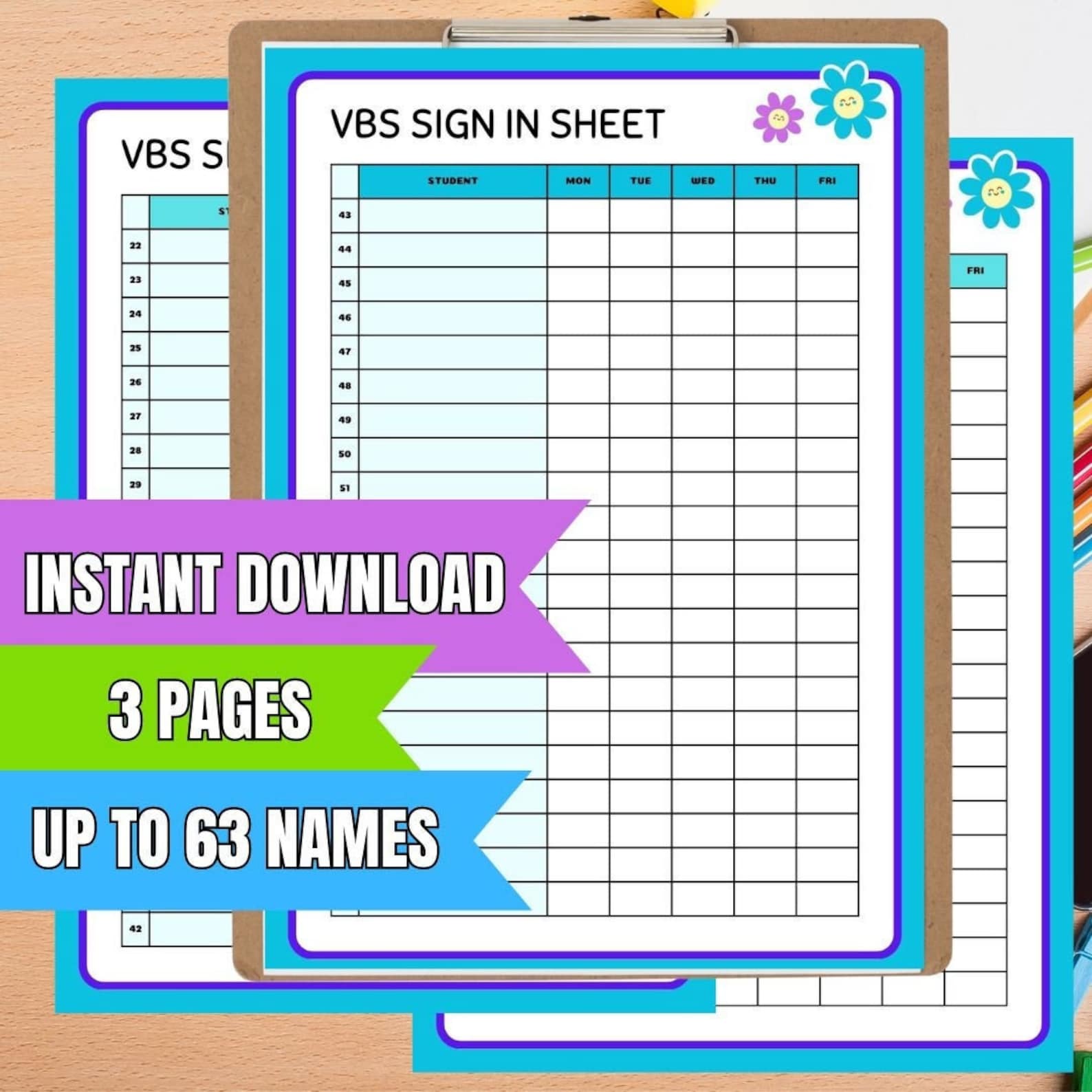 Vacation Bible School Attendance Sheet for VBS Student Tracker - Etsy