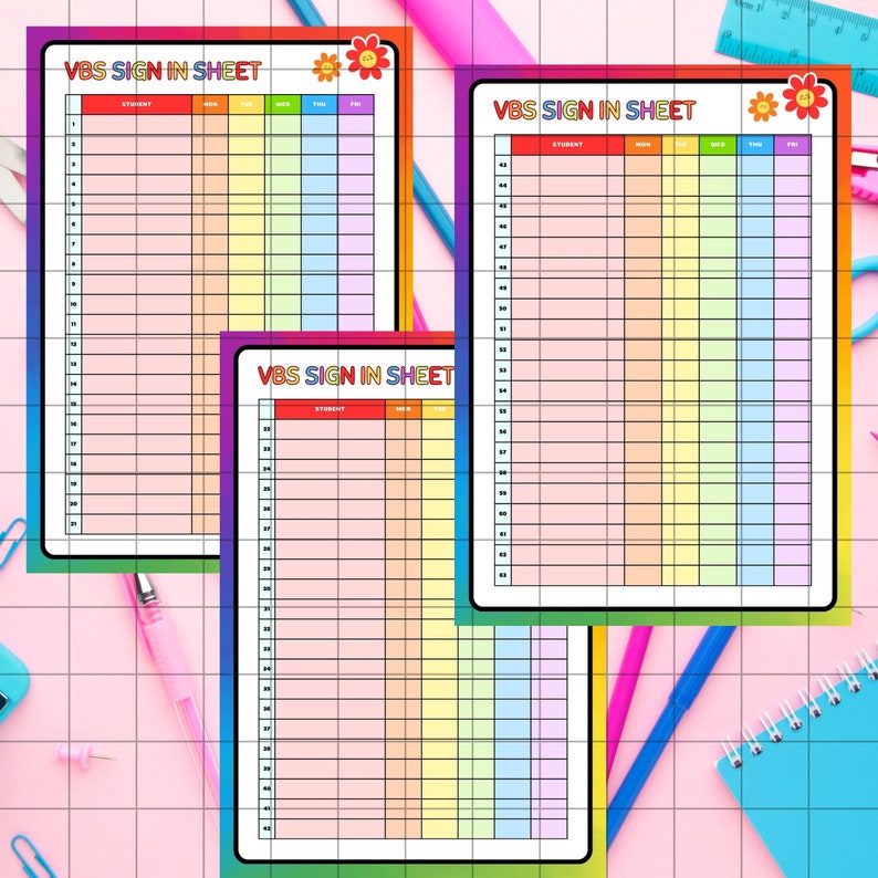 Vacation Bible School Attendance Sheet for VBS Student Tracker for ...