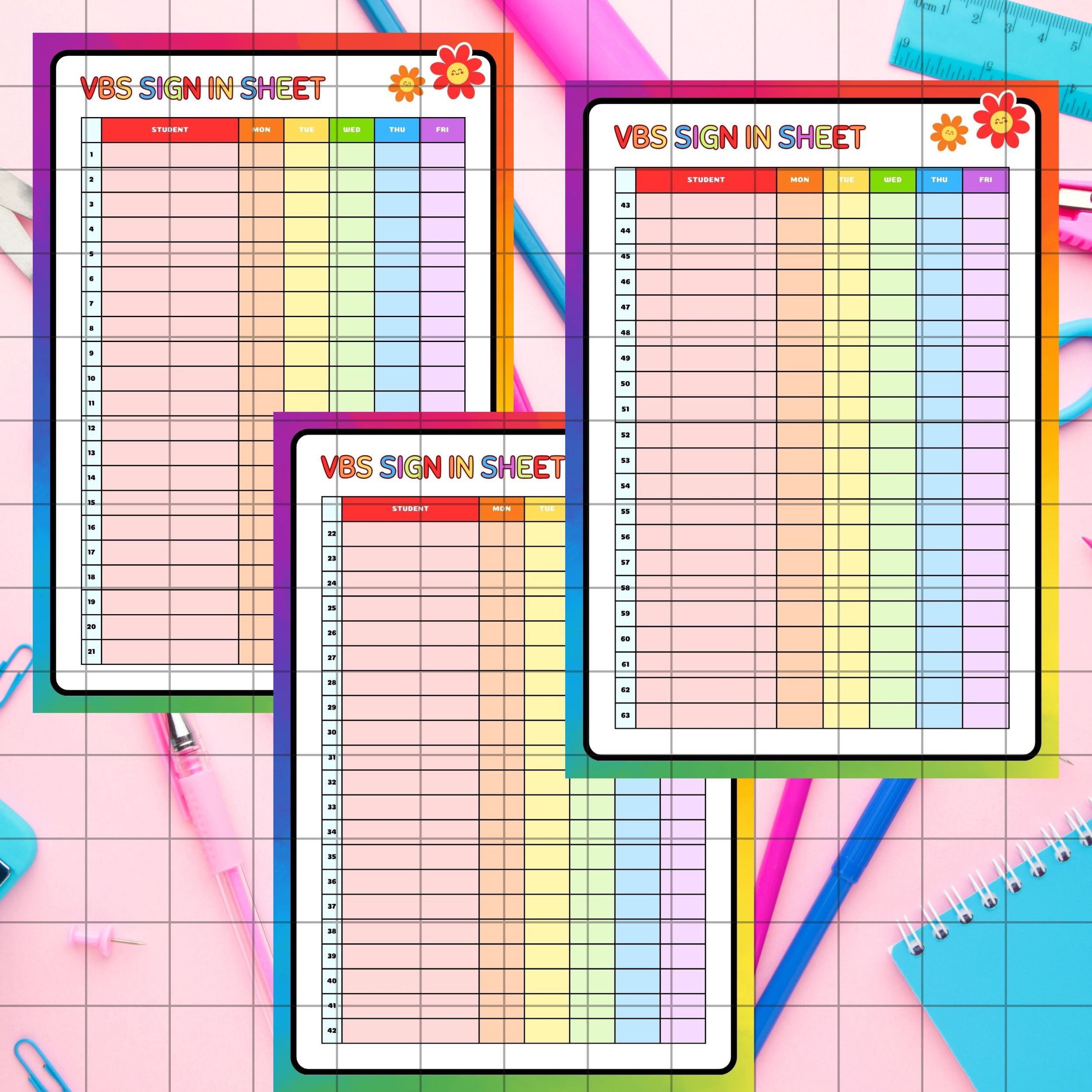 Vacation Bible School Attendance Sheet for VBS Student Tracker for ...