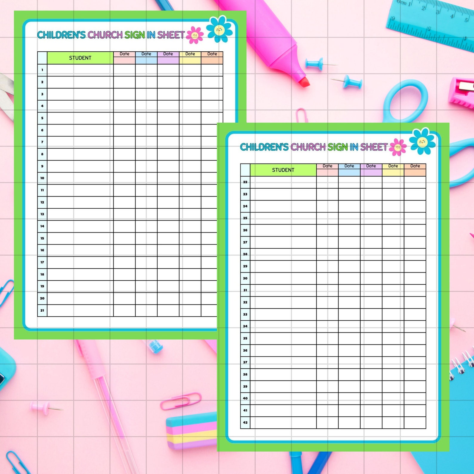 Children's Church Sign in Sheet for Kids Sunday School Attendance ...