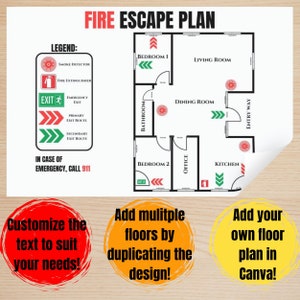 Fire Escape Plan for Children Fire Safety Escape Route Customizable ...