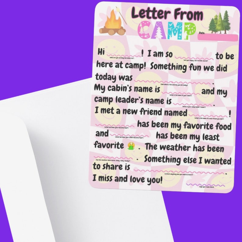 Letter From Camp for Kids to Send to Parents Gift to Kids Going to Summer Camp Letter Template ...